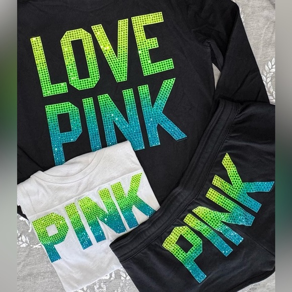 PINK Victoria's Secret | Tops | Vs Pink Vintage Ombre Bling 3pc Set ...